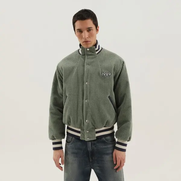 1989 STUDIO Light Corduroy Varsity Jacket - Green