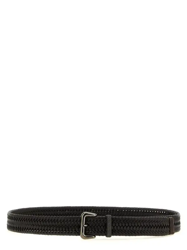 Brunello Cucinelli Stretch Leather Braided Belt - Brown