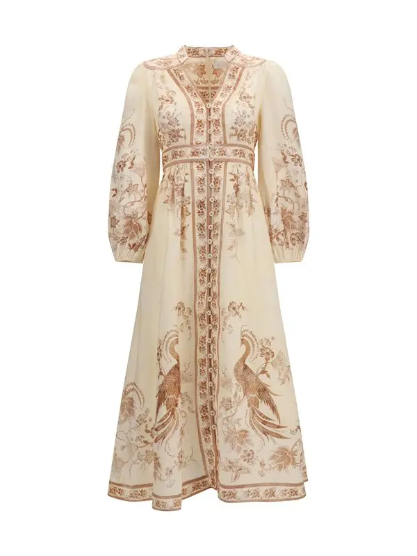 Zimmermann Indra Plunge Dress - Cream