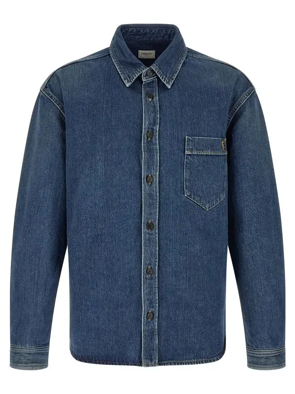 Saint Laurent Cassandre' Denim Shirt - Blue