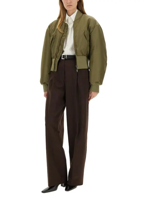 Saint Laurent Nylon Bomber Jacket - Green