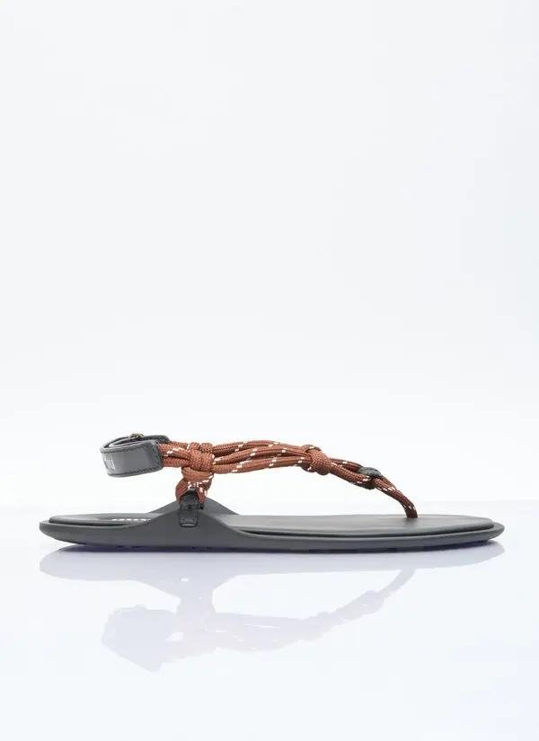 Miu Miu Riviere Cord And Leather Sandals - Brown