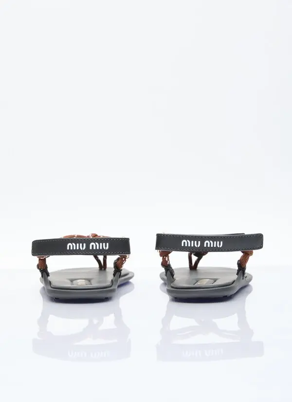 Miu Miu Riviere Cord And Leather Sandals - Brown