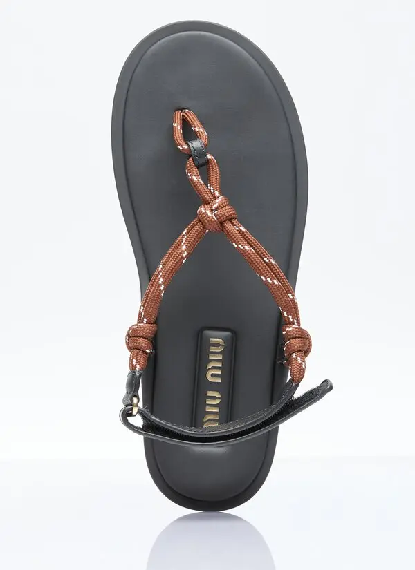 Miu Miu Riviere Cord And Leather Sandals - Brown