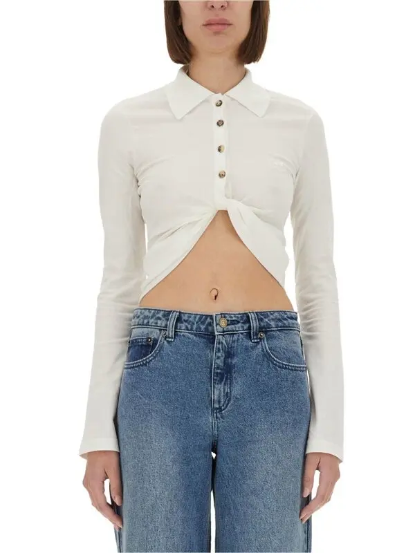 COURREGES Cropped Twist Polo Shirt - White