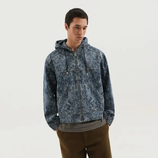 1989 STUDIO Denim Marbled Zip Hoodie