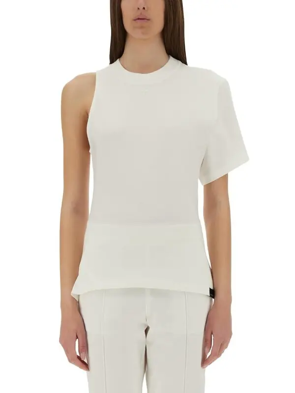 COURREGES One-shoulder T-shirt In Scuba - White