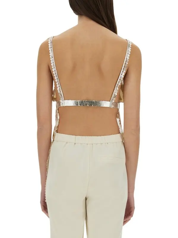Rabanne Laminated Satin Top - Cream