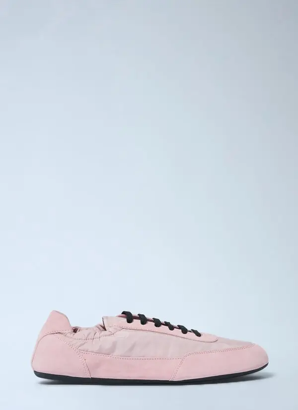 Prada Collapse Re-nylon And Suede Sneakers - Pink