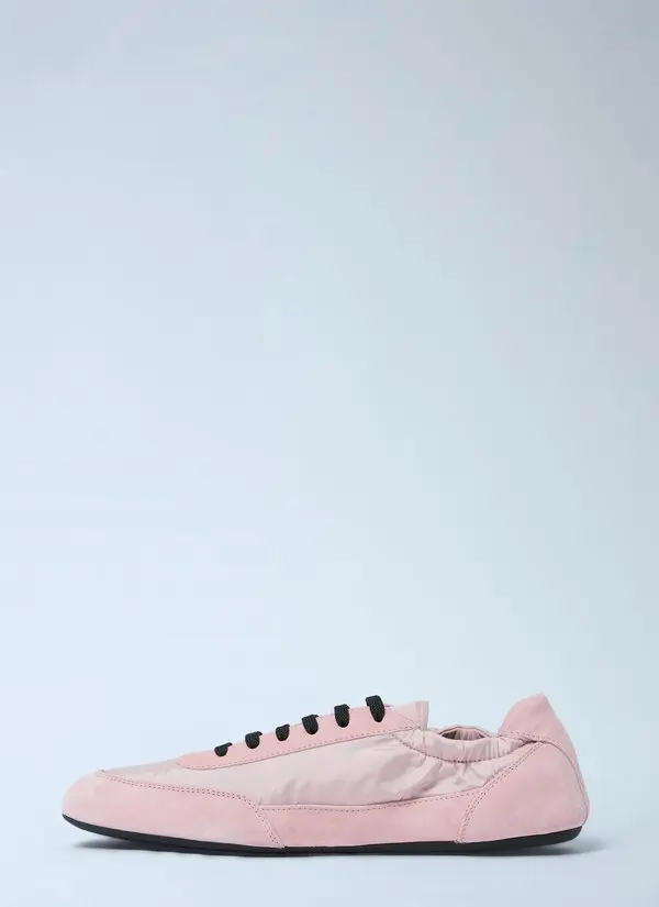 Prada Collapse Re-nylon And Suede Sneakers - Pink