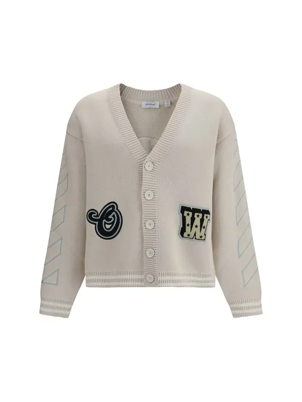 Off-White Star Logo Diagonal Varsity Cardigan - Cream