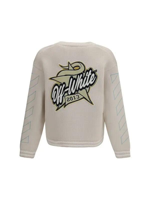 Off-White Star Logo Diagonal Varsity Cardigan - Cream
