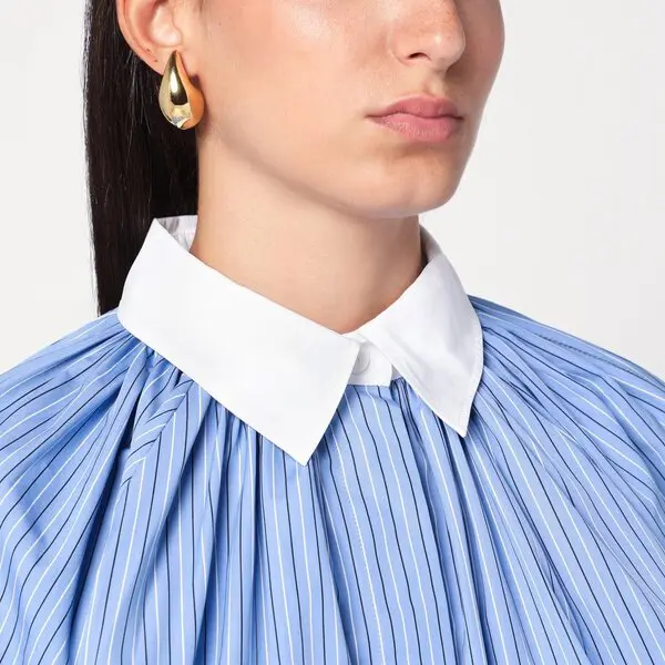 PATOU Striped Balloon-sleeve Shirt In Light - Blue