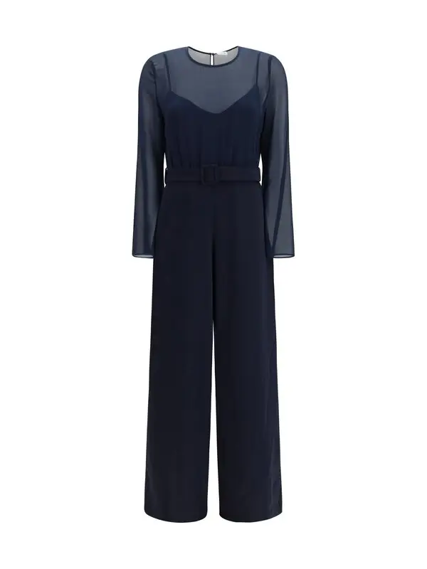 P.a.r.o.s.h Cady And Chiffon Jumpsuit - Blue