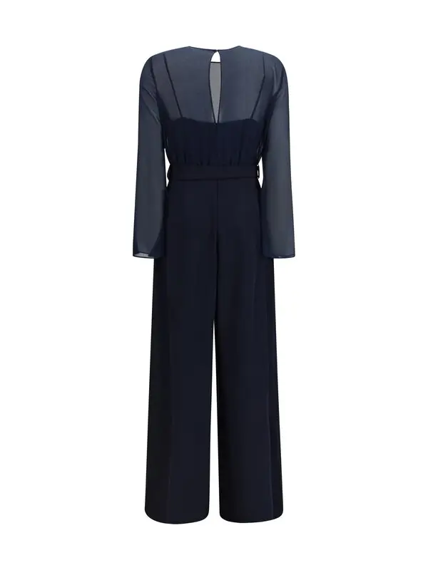 P.a.r.o.s.h Cady And Chiffon Jumpsuit - Blue