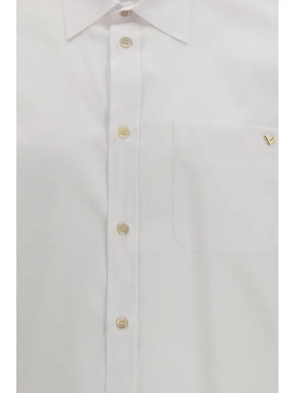 Valentino Garavani Light Cotton Oxford Shirt With Vgold - White