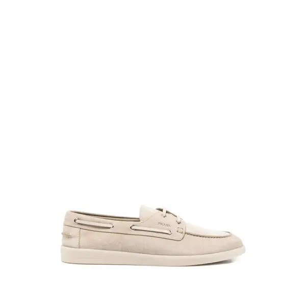 Prada Neutrals Boat Shoes - Cream