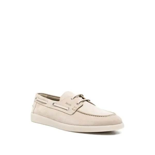 Prada Neutrals Boat Shoes - Cream