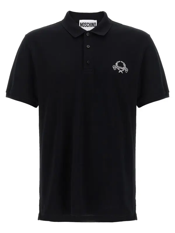 Moschino Logo Embroidery Polo Shirt - Black