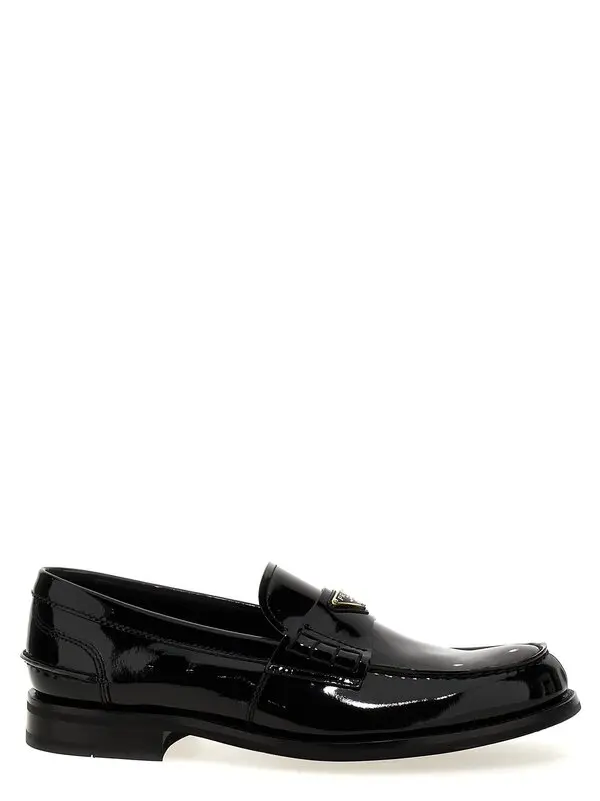 Prada Logo Patent Leather Loafer - Black