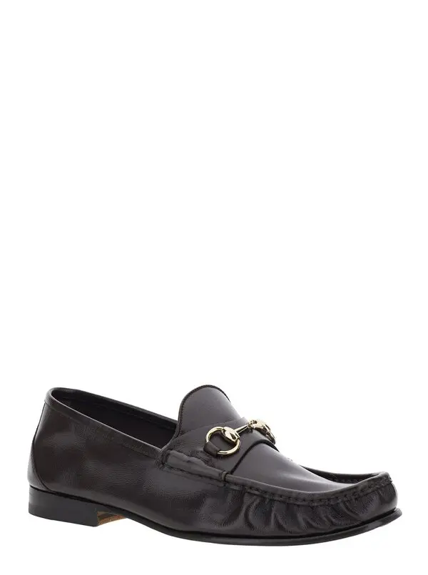 Gucci Lugano' Brown Loafers With Horsebit Plaque On The Front And Low Heel In Leather For - Multicolor