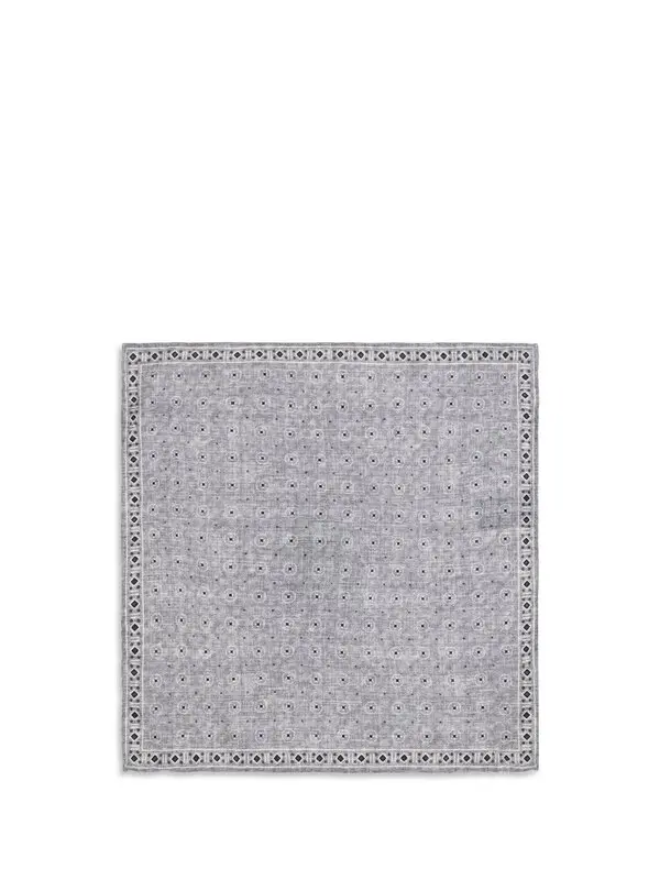 Brunello Cucinelli Ethnic-patterned Silk Pocket Square - Gray
