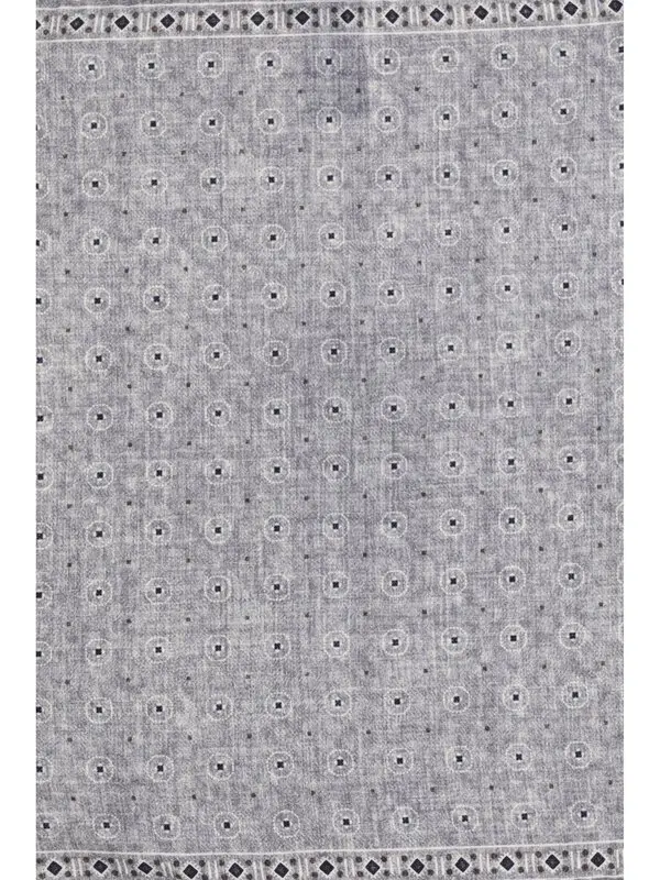 Brunello Cucinelli Ethnic-patterned Silk Pocket Square - Gray