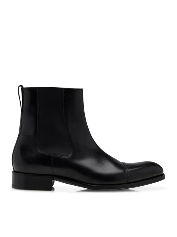 TOM FORD Burnished Leather Edgar Chelsea Boot - Black