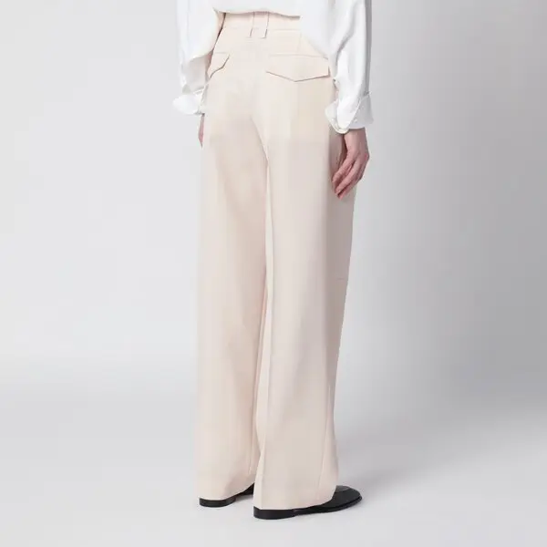 JIL SANDER Ivory Wool Gabardine Trousers