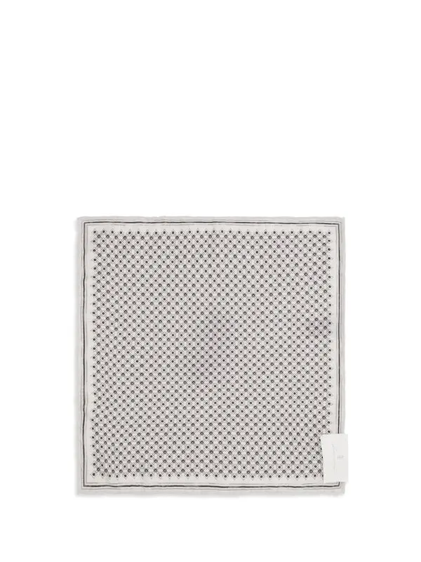Brunello Cucinelli Silk Pochette With Geometric Pattern - Gray