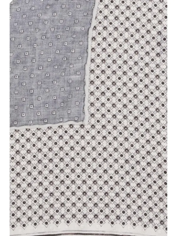Brunello Cucinelli Silk Pochette With Geometric Pattern - Gray