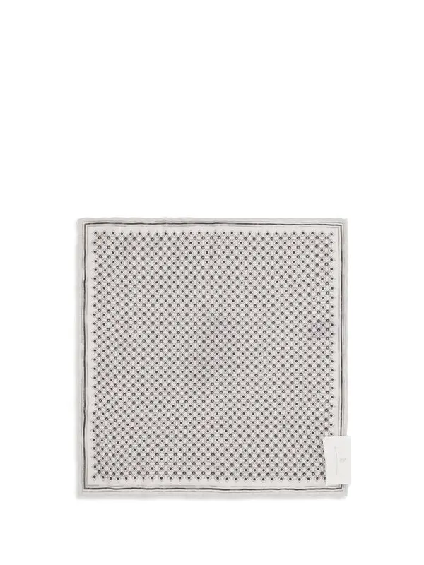 Brunello Cucinelli Silk Pochette With Geometric Pattern - Gray
