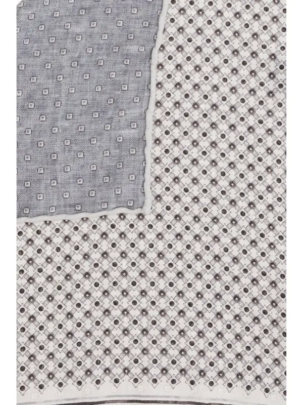 Brunello Cucinelli Silk Pochette With Geometric Pattern - Gray
