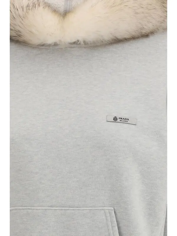 Prada Hoodie Features A Hood Lined In Shearling