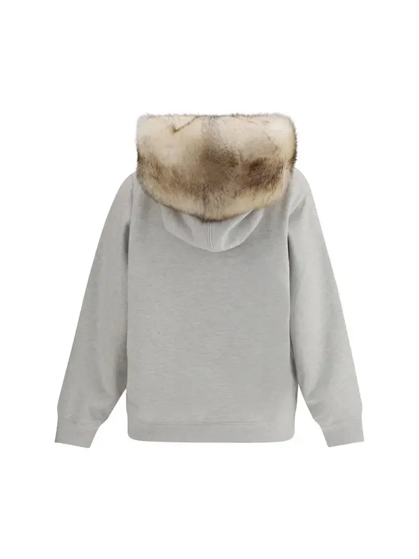 Prada Shearling Lined Hood Hoodie - Gray