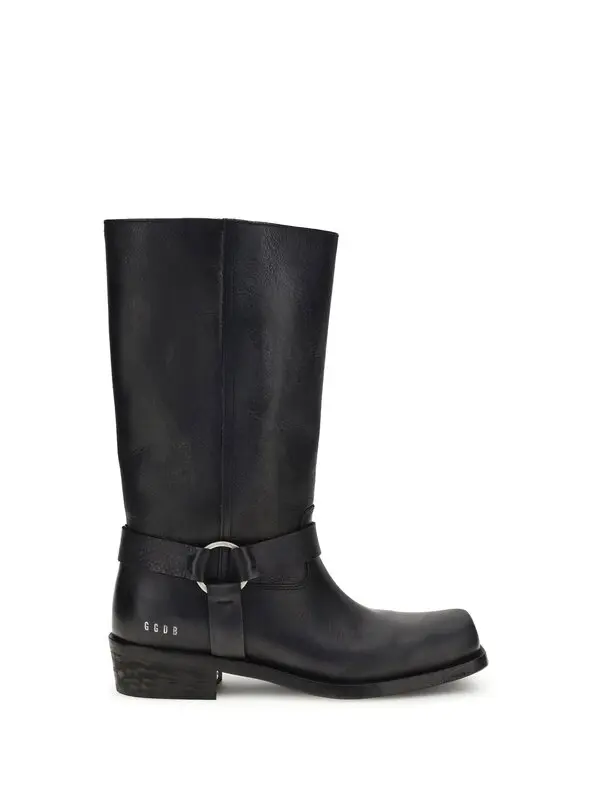 GOLDEN GOOSE Leather Biker Boots - Black