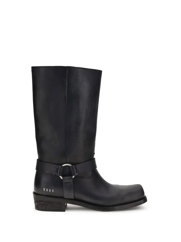 GOLDEN GOOSE Leather Biker Boots - Black