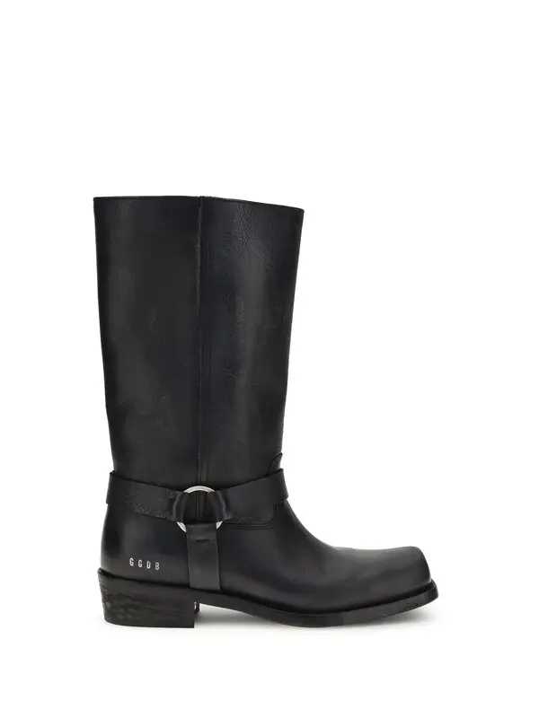 GOLDEN GOOSE Leather Biker Boots - Black