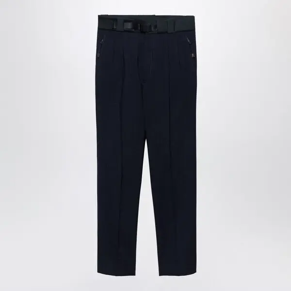Prada Wool Trousers With Technical Details - Blue