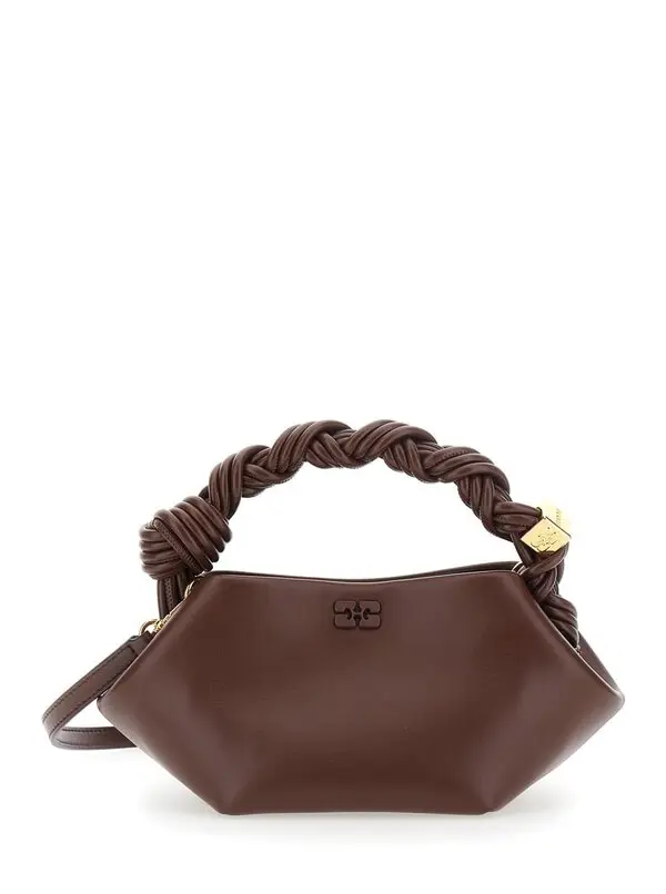GANNI Bou' Brown Mini Bag With Removable Shoulder Strap And Woven Handle In Leather Blend For - Multicolor