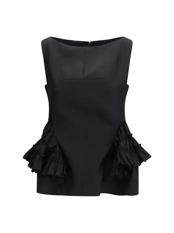 Dries Van Noten Ruffled Peplum Top - Black