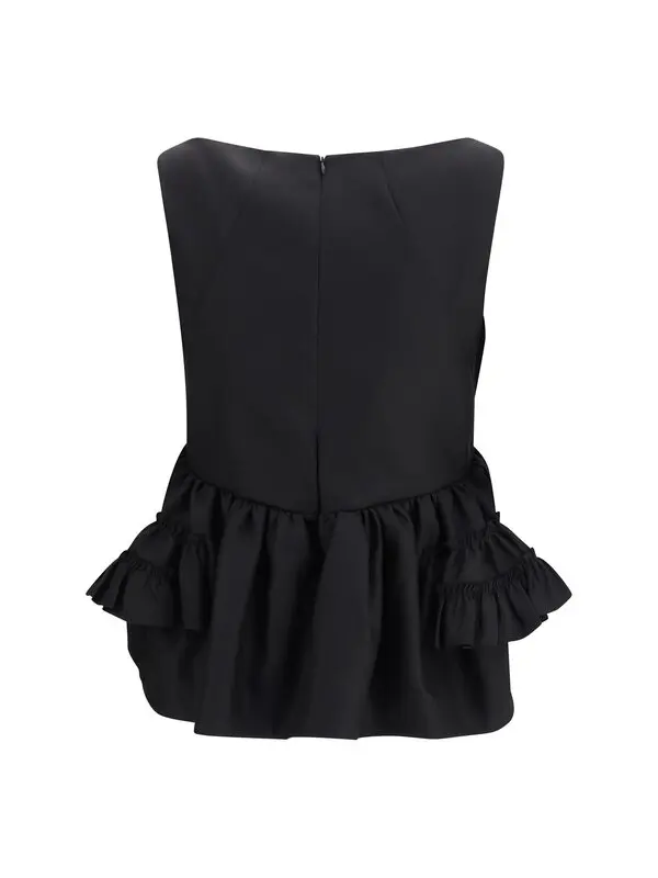 Dries Van Noten Ruffled Peplum Top - Black