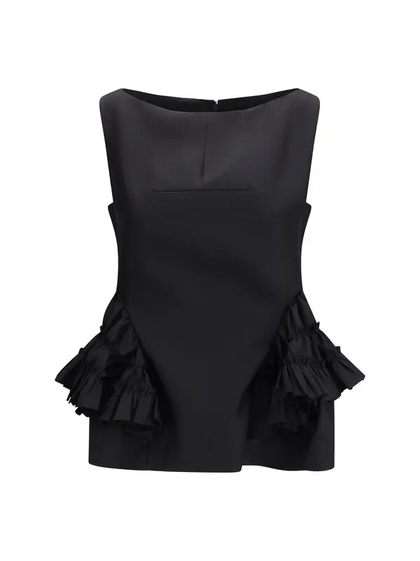 Dries Van Noten Ruffled Peplum Top - Black