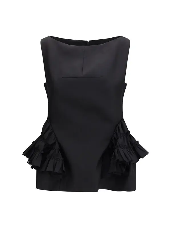 Dries Van Noten Ruffled Peplum Top - Black