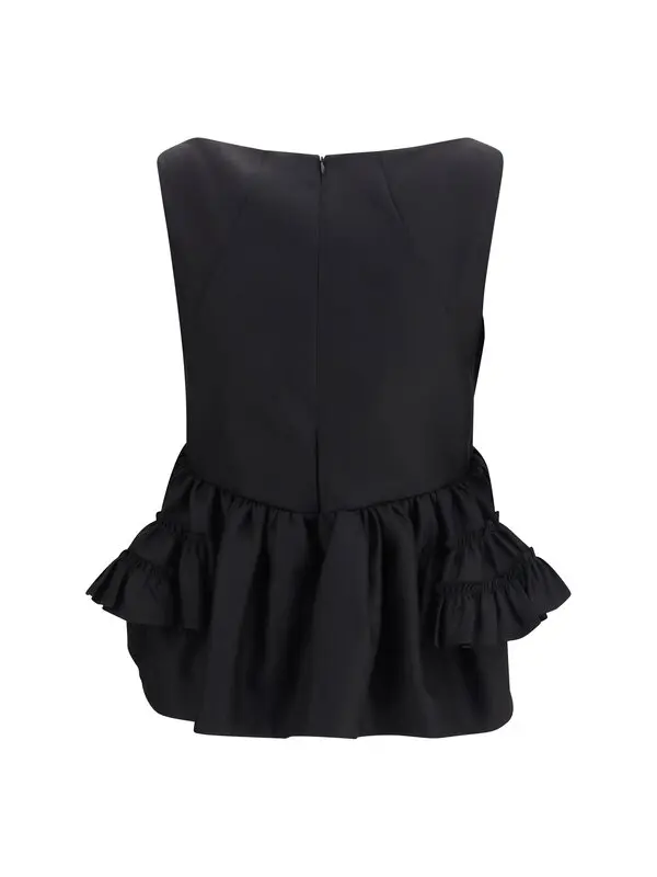Dries Van Noten Ruffled Peplum Top - Black