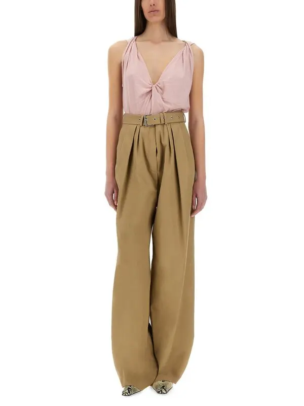 Dries Van Noten Wide-leg Belted Pants - Cream