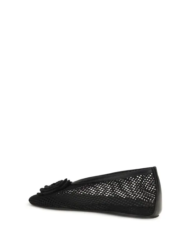 GANNI Jenny Mesh Ballerinas - Black