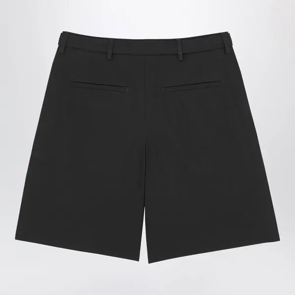 Saint Laurent Belted Bermuda Shorts In Corone Fabric