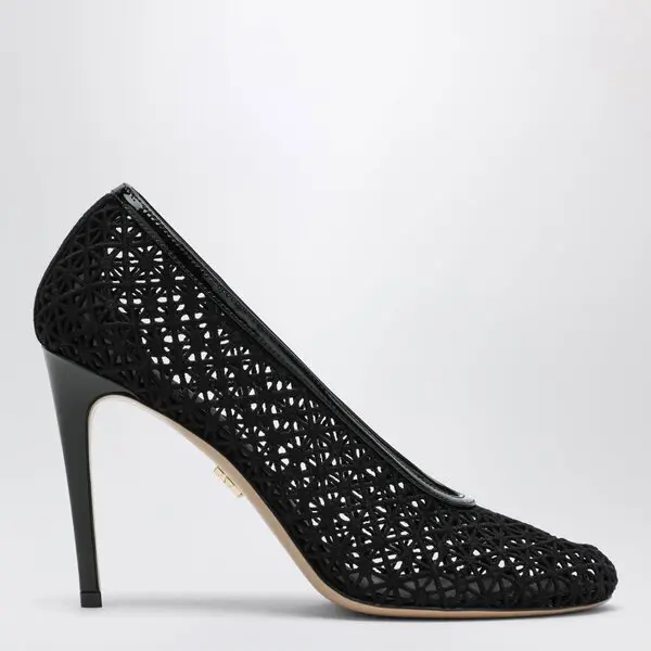 FERRAGAMO Cotton Macrame Stiletto Pump - Black