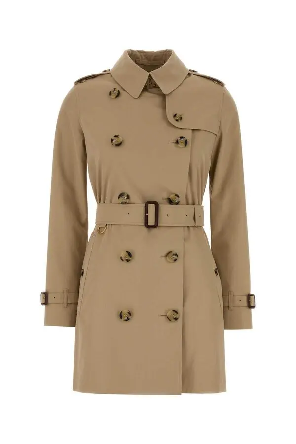 Burberry Beige Gabardine Heritage Kensington Trench Coat - Brown